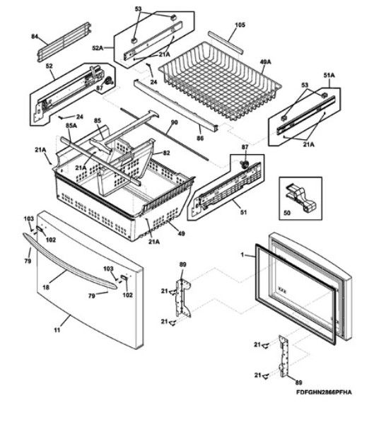5304502749 Frigidaire Refrigerator Slide Assembly